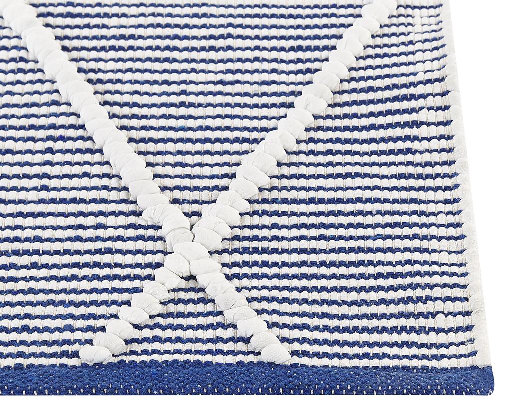 Bavlněný koberec 80 x 150 cm bílý/ modrý SYNOPA Beliani