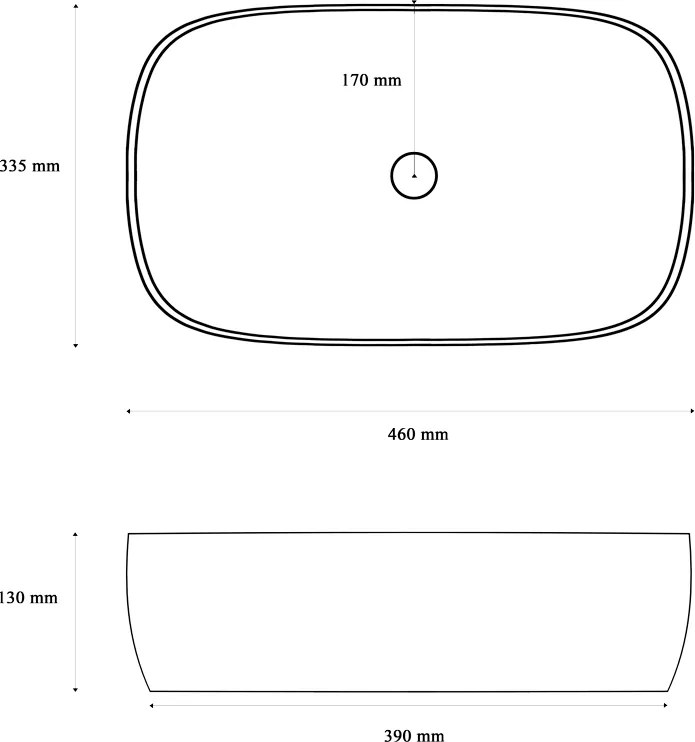 Gamma Miki, umyvadlo na desku 460x335x130 mm, bílá lesklá, GMA-UC-MIKI