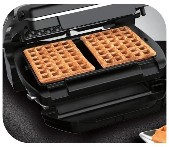 Tefal - Kontaktní gril OPTIGRILL+ INOX WAFFLES 2000W/230V černá/chrom