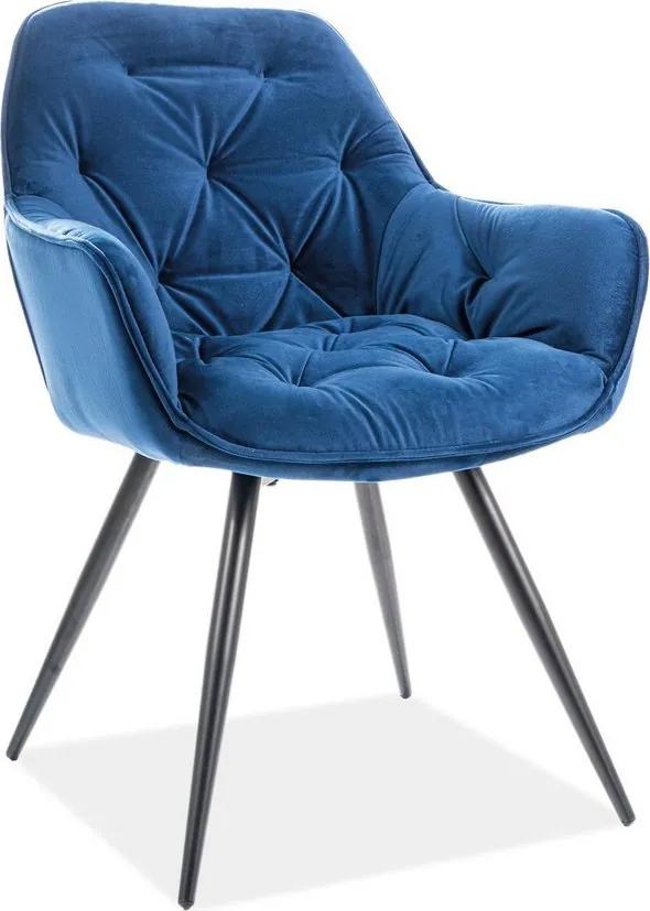 Casarredo - Komfort nábytek Designové jídelní křeslo CHERRY velvet modrá/černý kov