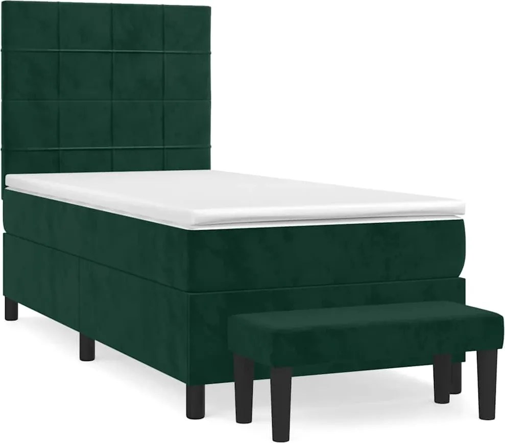 Box spring postel s matrací tmavě zelená 80 x 200 cm samet 3137812