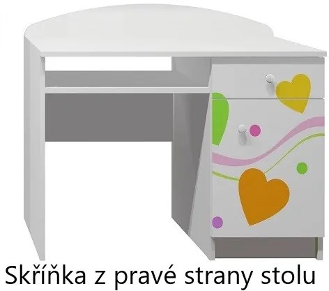 Psací stůl BAREVNÁ SRDÍČKA - TYP A
