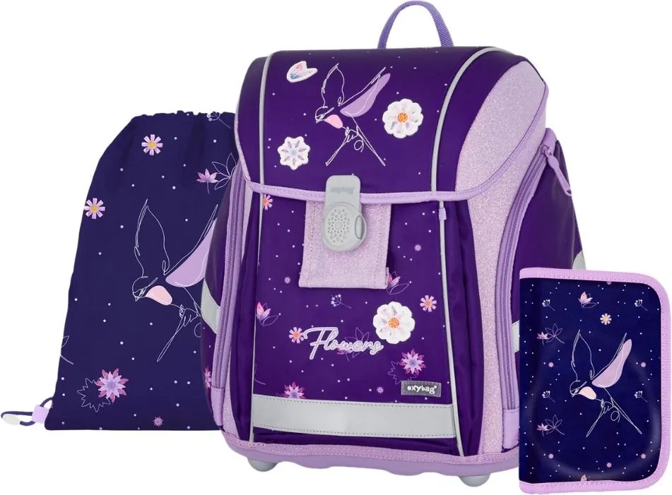 OxyBag Školní set 3 ks Premium Light Flowers