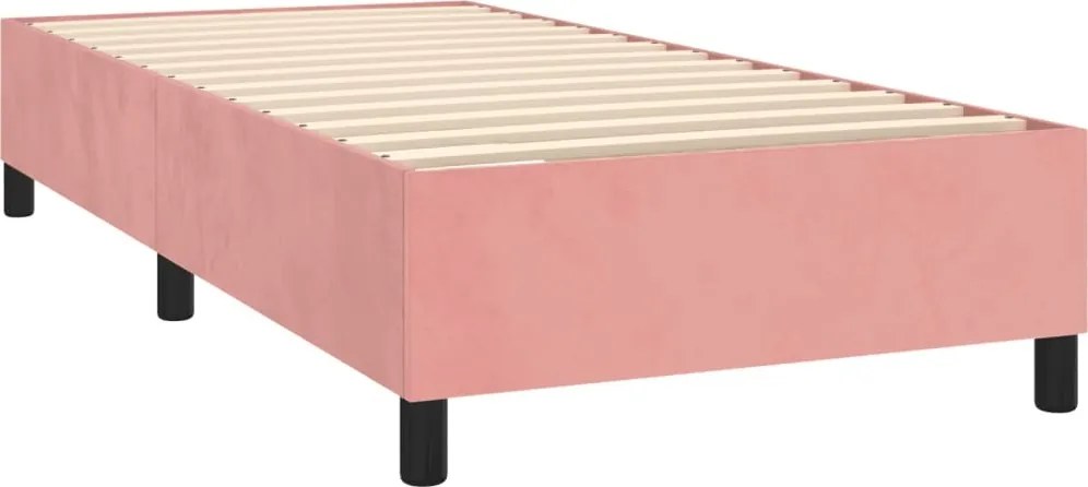 vidaXL Box spring postel s matrací 90x200 cm samet [3138006] Barva: Růžová