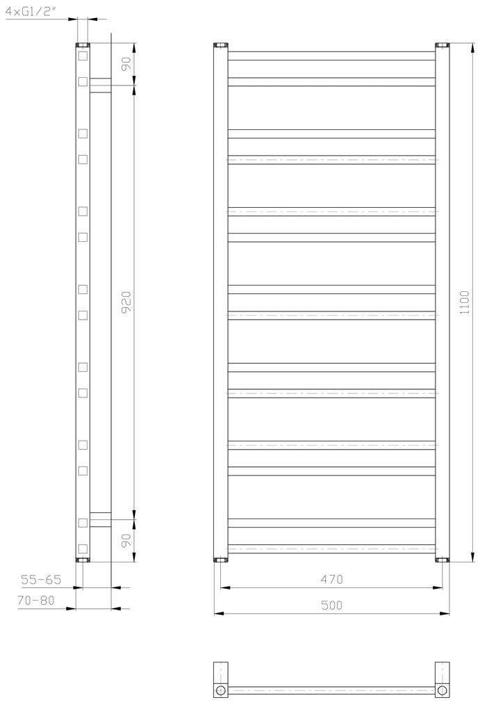 Sapho METRO DOS otopné těleso 500x1100 mm, bílá mat IR432T