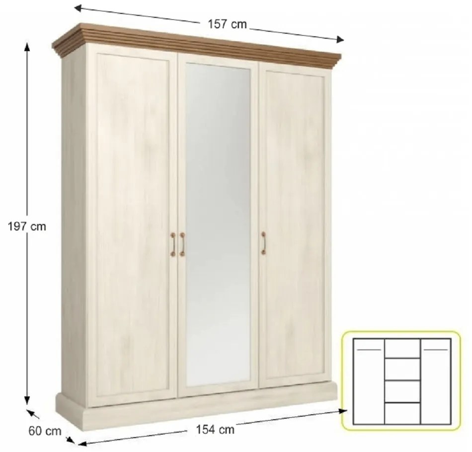 Kondela Skříň, sosna skandinávská / dub divoký, ROYAL S3D