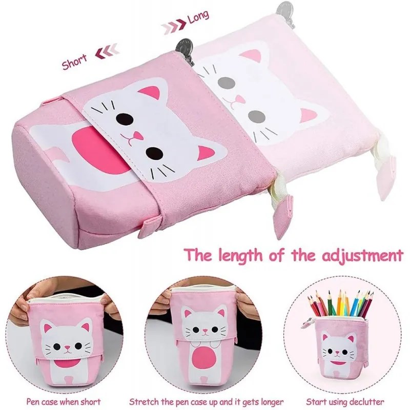 Flamenco Mystique Skládací penál růžový, 100% poliester, rozměry 12 x 18 cm / 12 x 8 cm