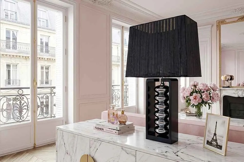 Designová stolní lampa Kamaria 55 cm černá