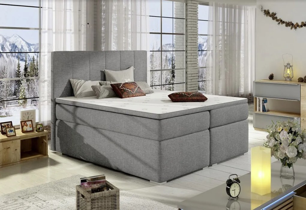 Čalouněná postel boxspring ELBA + topper, 160x200, sawana 21