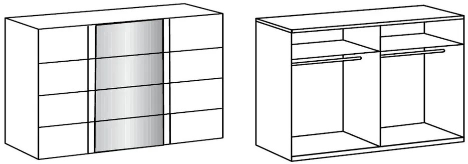 Šatní skříň Bern, šířka 225 cm/výška 208 cm, bílá/antracitová ocel