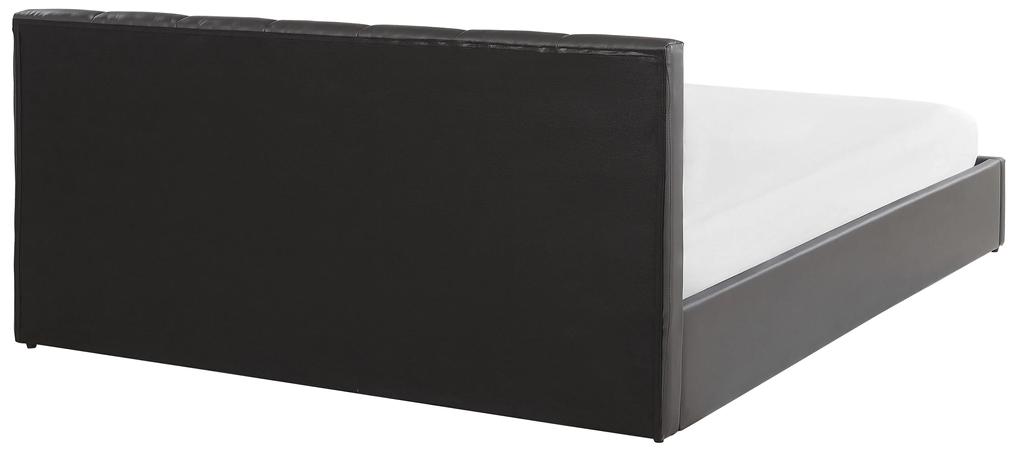 Postel s úložným boxem, umělá kůže 180 x 200 cm, šedá DREUX Beliani