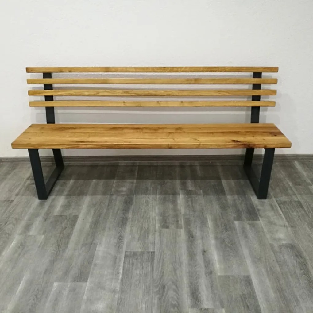 KULHÁNEK Designová jídelní lavice - dubové dřevo a kvalitní ocel Délka: 170 cm, Odstín podnože: bílá - RAL 9010