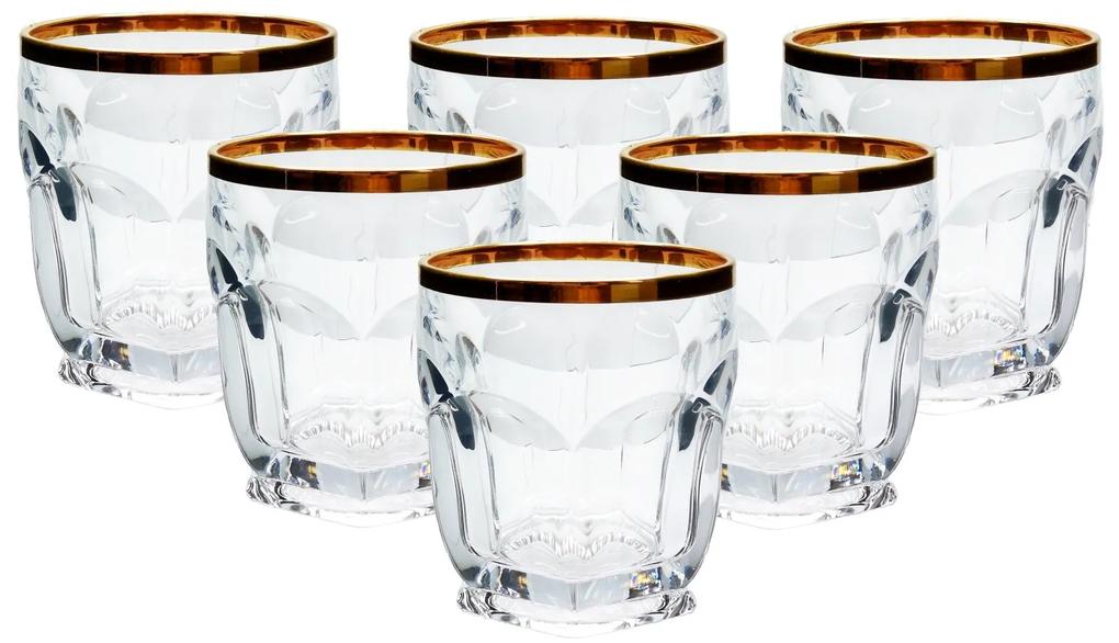 Sklenice Safari whisky 250 ml se zlatým ráfkem, 6 ks