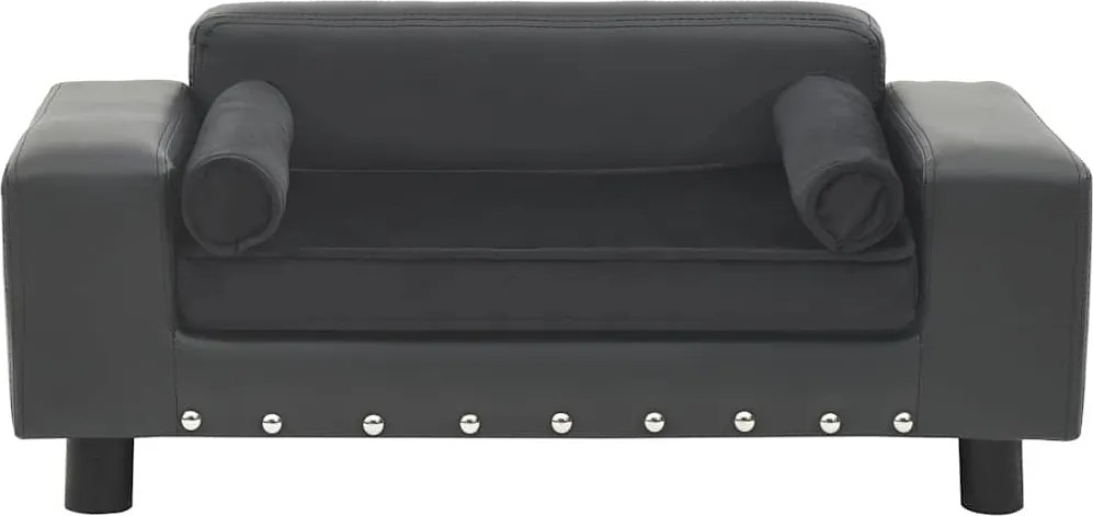 Pohovka pro psy tmavě šedá 81 x 43 x 31 cm plyš a umělá kůže 171044