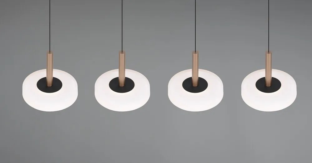 LED stmívatelné závěsné svítidlo v černobílo-zlaté barvě se skleněným stínidlem Celeste – Trio