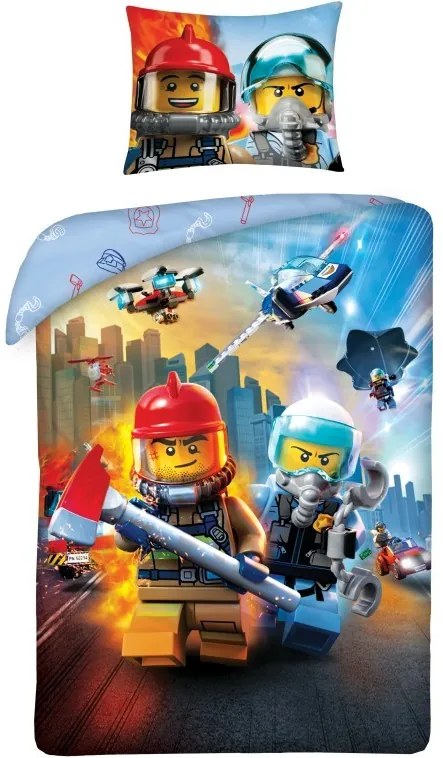 HALANTEX Povlečení LEGO City hasiči 02 140x200, 70x90, 100% bavlna