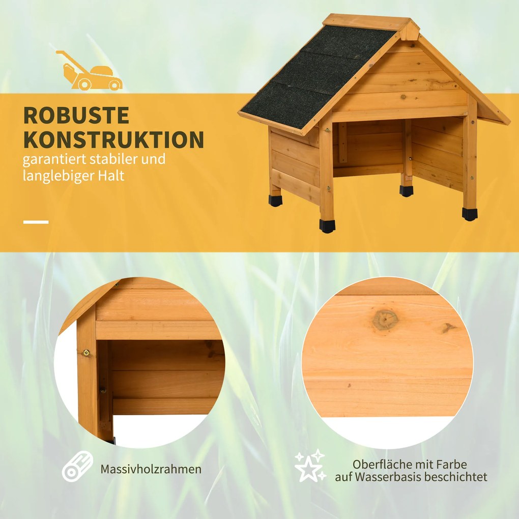 Dřevěná garáž Outsunny pro robotické sekačky 75x76x70 cm žlutá, ochrana proti slunci a dešti pro robotické sekačky |