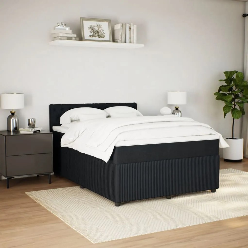 Box spring postel s matrací černá 140x200 cm samet 3287766