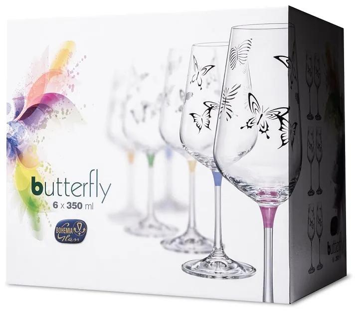 Crystalex Sklenice na víno Sandra Butterfly 350 ml, 6 ks (mix barev)