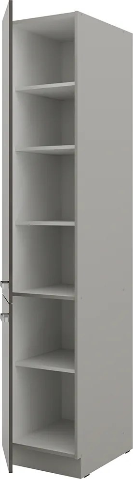 GREY gr | vysoká skříňka 40 DK-210 2F potravinová s policemi | 40 cm | světle šedá/tmavě šedá lesk