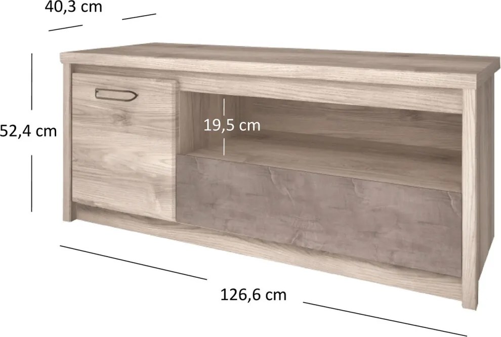 TV stolek 1d1s/125 kaštan nairobi / onyx Jazz