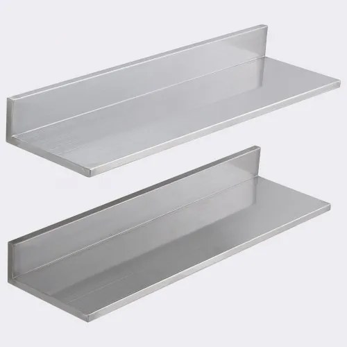 21,8 × 76,2 cm police z nerezové oceli, nástěnná plovoucí police s backsplash
