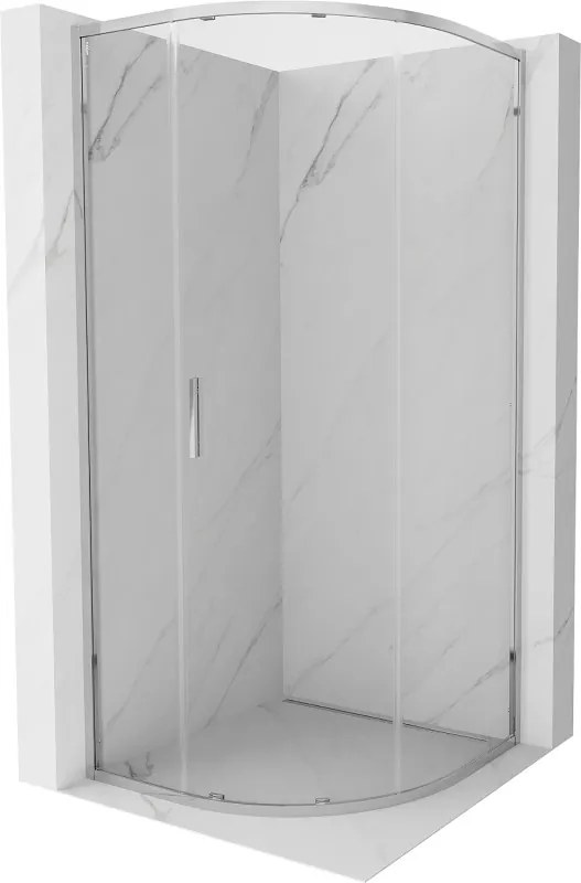 Mexen Exo, čtvrtkruhový sprchový kout s posuvnými dveřmi 100 x 100 cm, 6mm čiré sklo, chromový profil, 8131-100-100-01-00