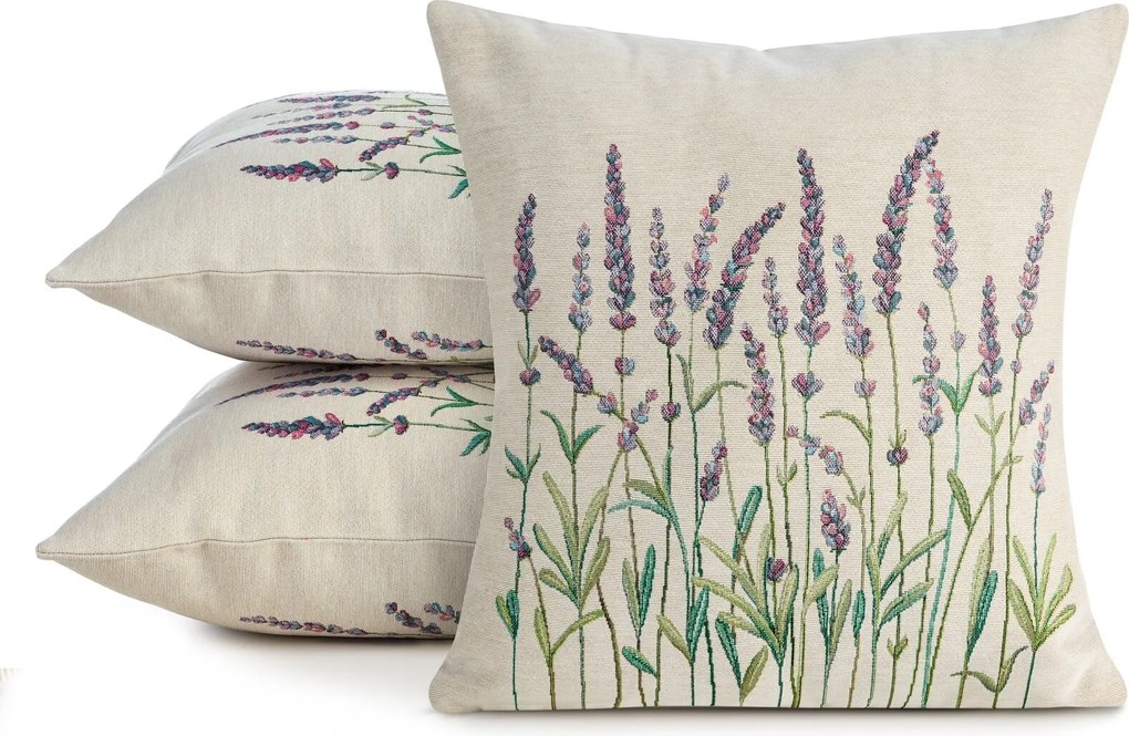 GOBELÍNOVÝ DEKORAČNÍ POVLAK NA POLŠTÁŘ LAVENDER2 45X45 CM VZOROVANÁ