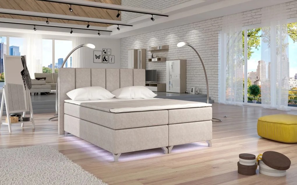 dvojlůžko boxspring BASILIO - Dora 21 - 140x200cm - s LED