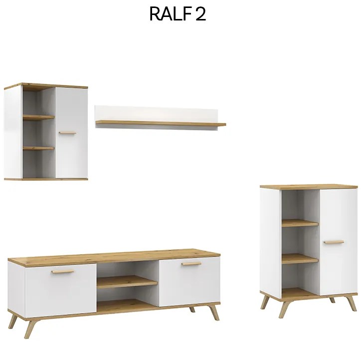 Obývací sestava RALF B Bílá + dub artisan