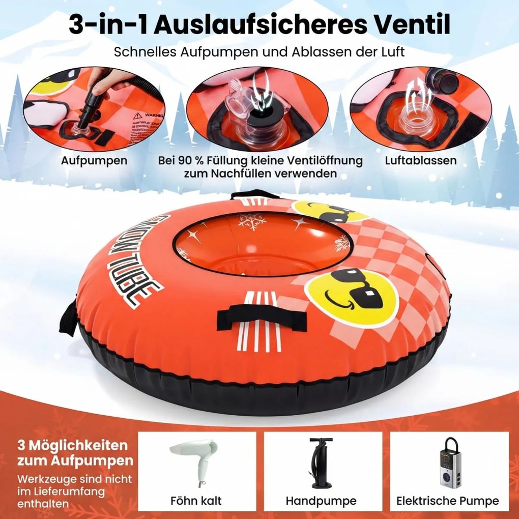 Costway Nafukovací zimní pneumatika s tažným lankem a rukojetí Snowtube