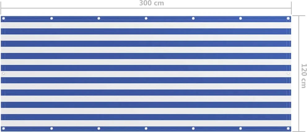 Balkónová zástěna bílo-modrá 120 x 300 cm oxfordská látka 134920