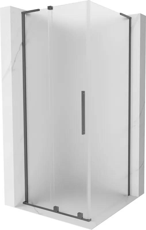 Mexen Velar L, sprchový kout s posuvnými dveřmi 110 x 110 cm, 8mm sklo námraza, broušený grafit, 871-110-110-33-95