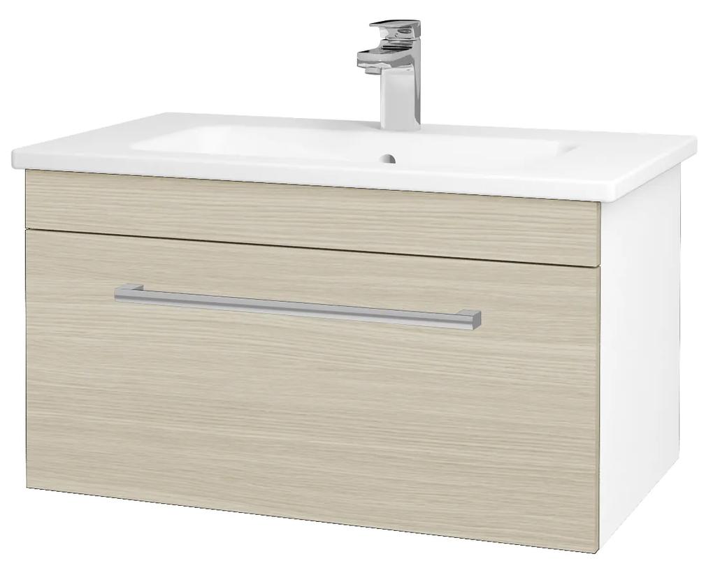Dřevojas Koupelnová skříň ASTON SZZ 80 Varianta: N01 Bílá lesk / Úchytka T05 / D01 Beton