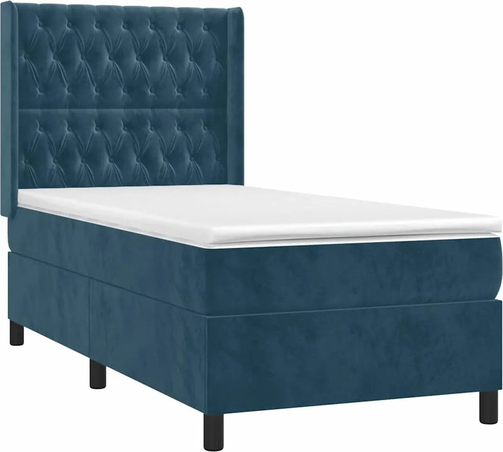 Box spring postel s matrací tmavě modrá 80 x 200 cm samet 3132829