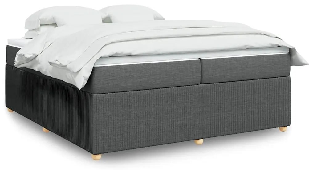 Box spring postel s matrací tmavě šedá 200x200 cm textil 3285596