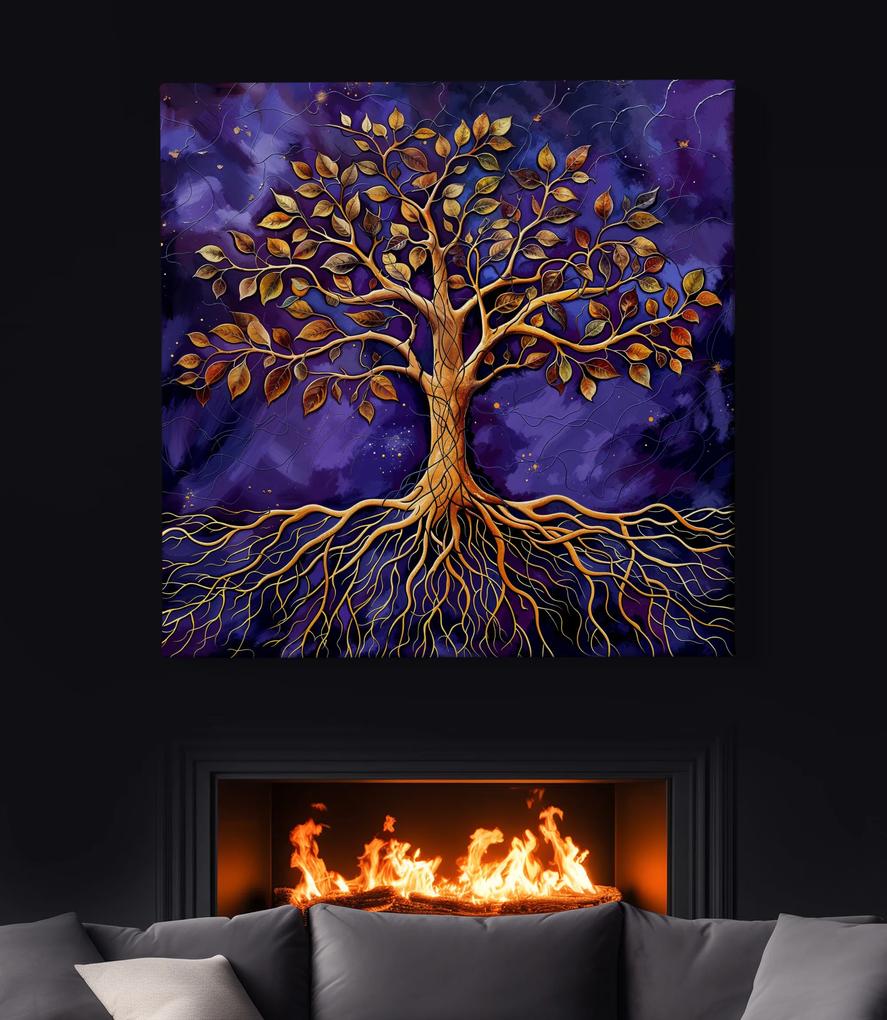 Obraz na plátně - Strom života Zlatý Purpilles FeelHappy.cz Velikost obrazu: 60 x 60 cm