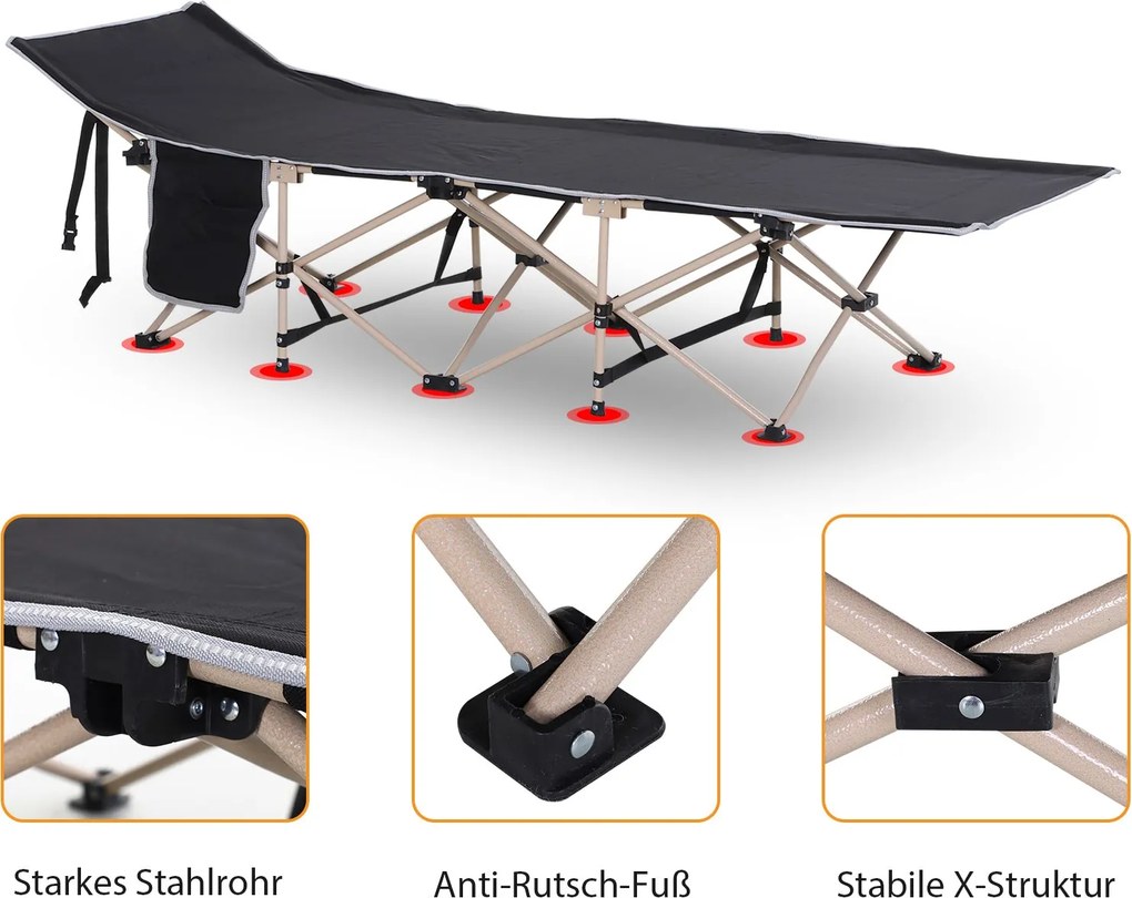Skládací kempingová postel Outsunny s nosnou taškou 190 x 68 x 52 cm pro kempování do 150 kg, postel pro hosty pro dospělé, skládací postel pro vnitř…