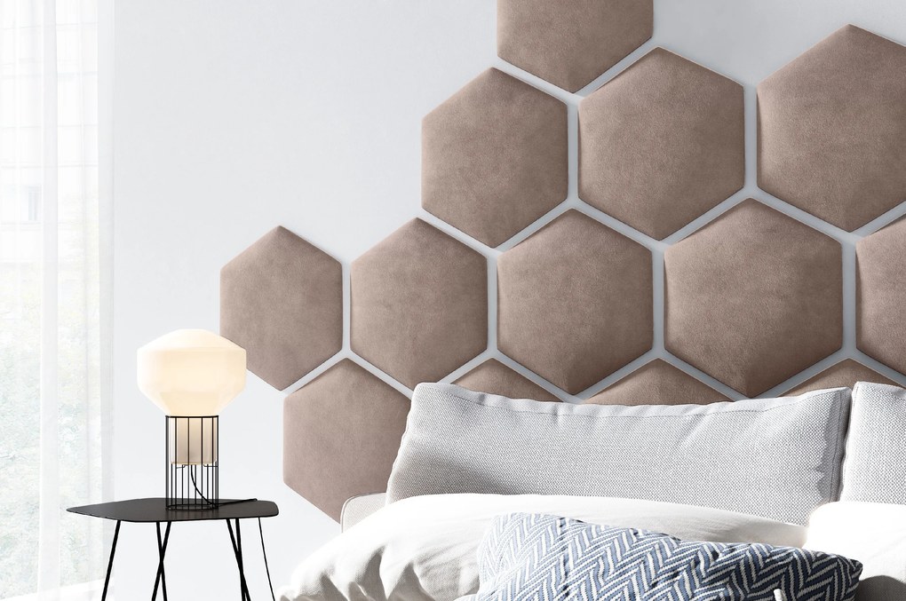 Eka Čalouněný panel Hexagon Trinity 40,5 cm x 35,3 cm - Tmavá béžová 2305