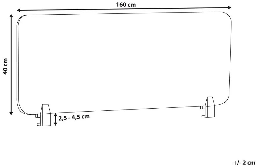 Přepážka na pracovní stůl 160x40 cm Whitley (světle šedá)