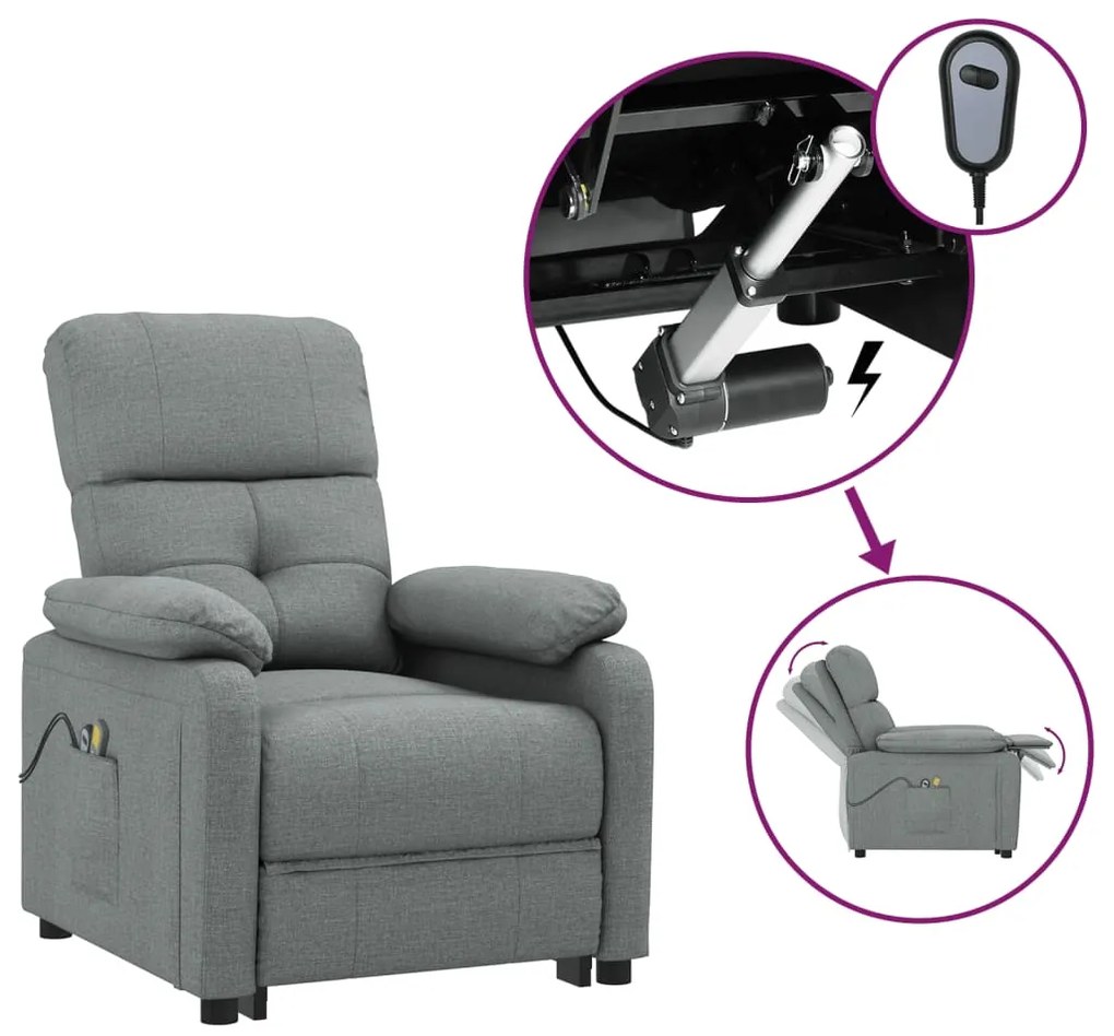 vidaXL Marketos Elektrické masážní křeslo tmavě šedé textil