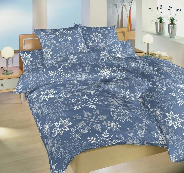 Dadka Povlak na polštář krep Snowflakes šedomodré  70x90 cm
