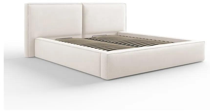 Béžová čalouněná dvoulůžková postel s úložným prostorem a roštem 180x200 cm Arendal – Cosmopolitan Design