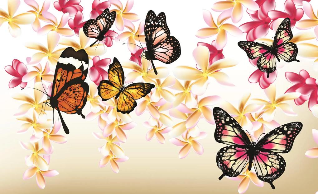 Fototapeta Butterflies on the tree vlies 416 x 254 cm
