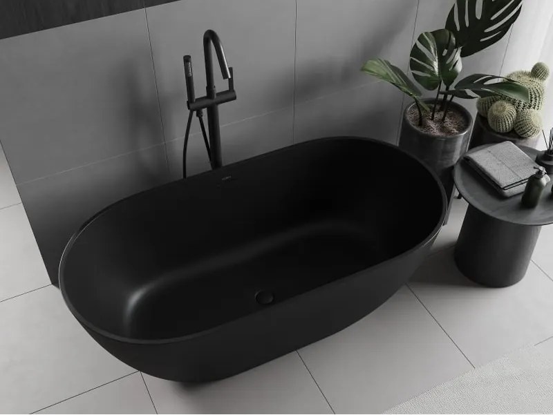 Mexen Rimini volně stojící vana z konglomerátu 150 x 75 cm, černá mat - 57241507570