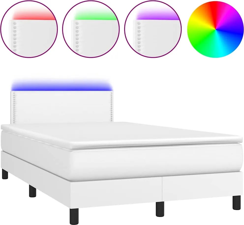 Box spring postel s matrací a LED bílá 120 x 190 cm umělá kůže 3270130