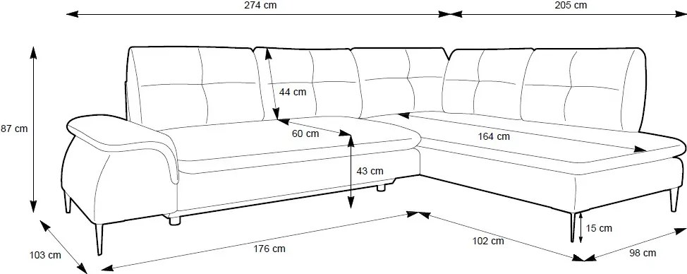 Rohová rozkládací sedací souprava do L ZORO, 274 cm, s úložným prostorem Roh pohovky: Levý roh, Barva látky: Krémově bílá (Bubble 03)