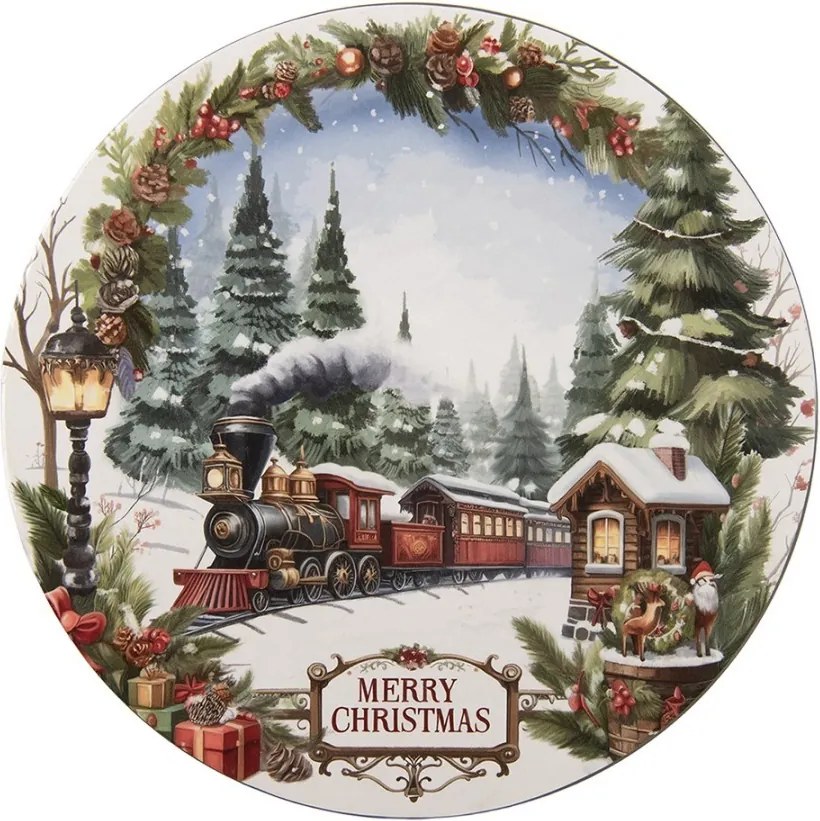 Vánoční servírovací talíř Merry Christmas Train - Ø 33*1 cm