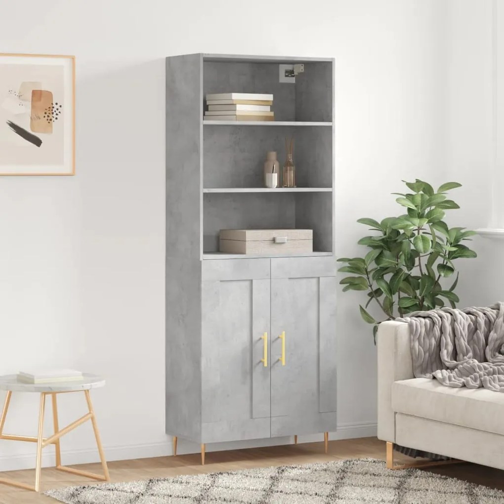 Skříň highboard betonově šedá 69,5x34x180 cm kompozitní dřevo 3189945