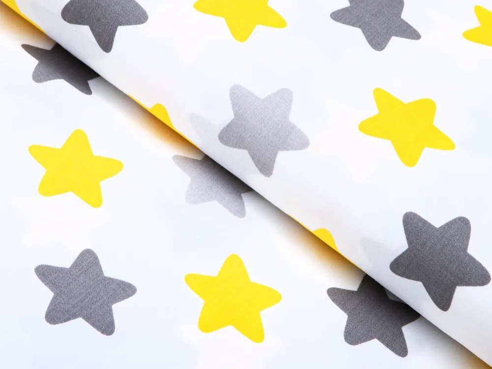 Biante Dětský bavlněný povlak na polštář Sandra SA-203 Žluto-šedé hvězdy 40 x 60 cm